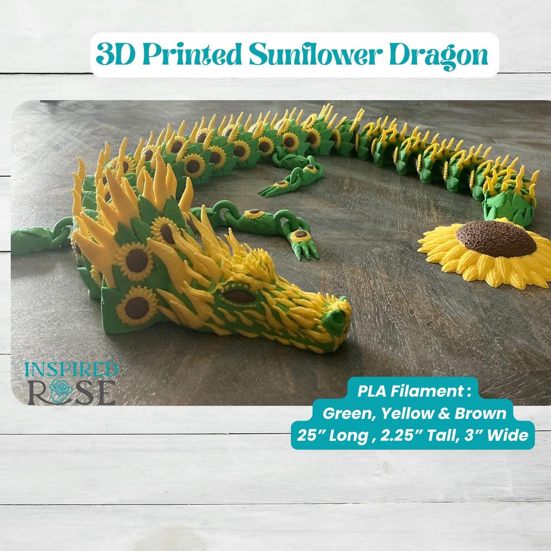 Articulated Sunflower Dragon Dragon 3D Print | Poseable Fantasy Dragon ...