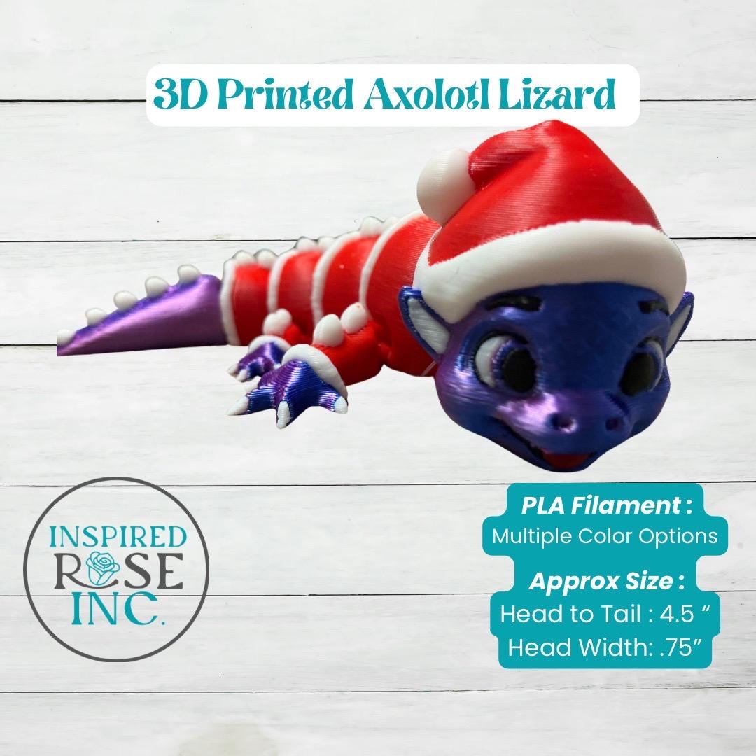 Christmas Axolotl Lizard 3D Print | Festive Holiday Reptile Figure ...