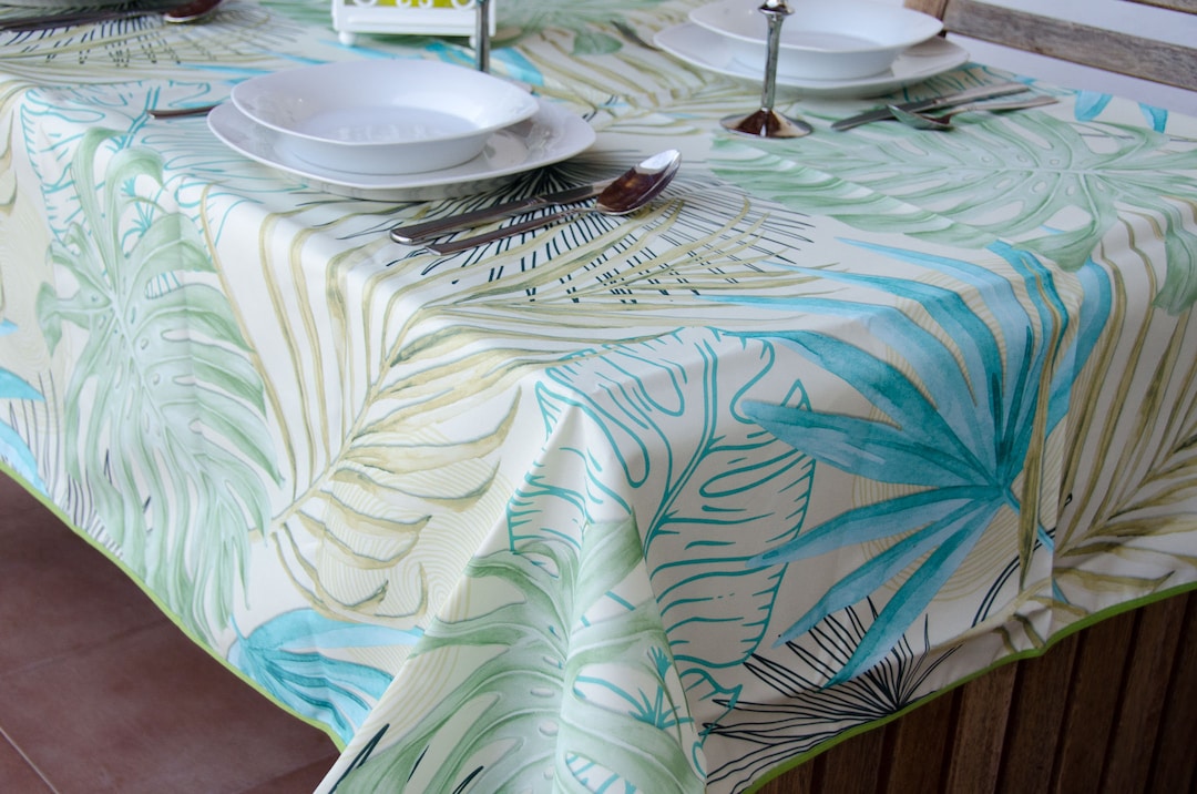 Water and Stain Resistan Tablecloth, Floral Tablecloth, Rectangle and ...