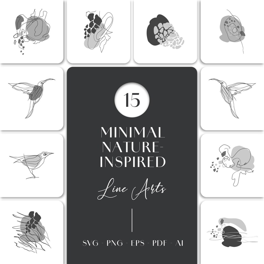 Nature-inspired Minimal Line Art Designs for Wall Art, Posters, and ...
