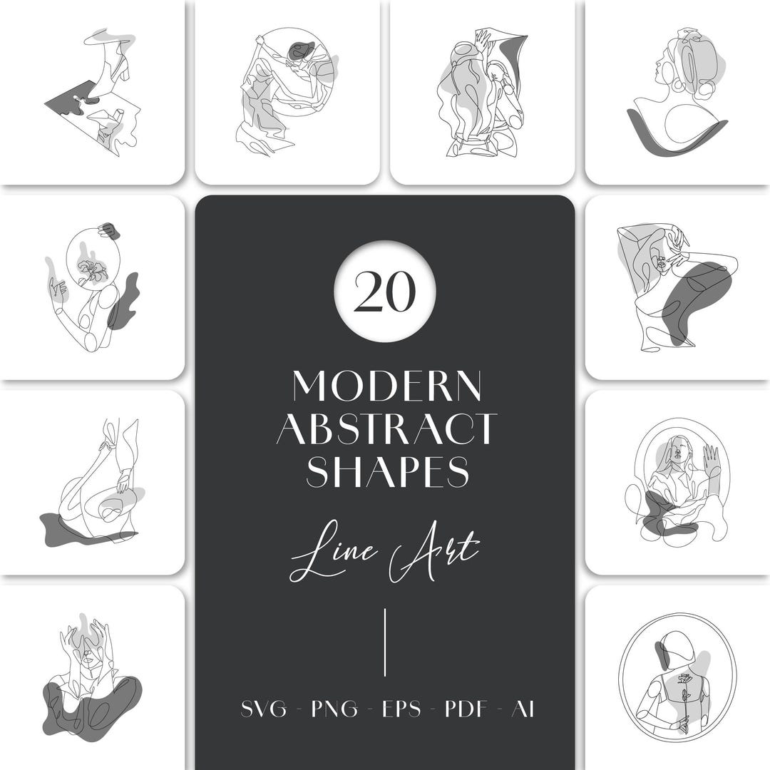 Modern Abstract Line Art Shapes | Minimalist Digital Clipart Svg, Png ...