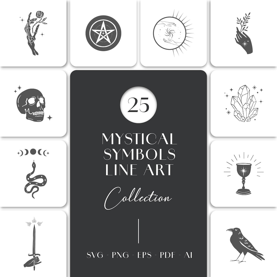 Mystical Symbols Line Art Collection | 25 Celestial and Magic-themed ...