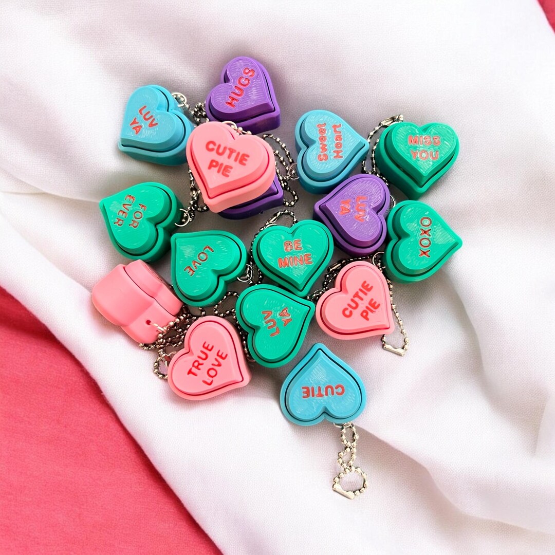 12x Heart Fidget Clicker Keychain Bulk Wholesale Filler Valentines Kids ...