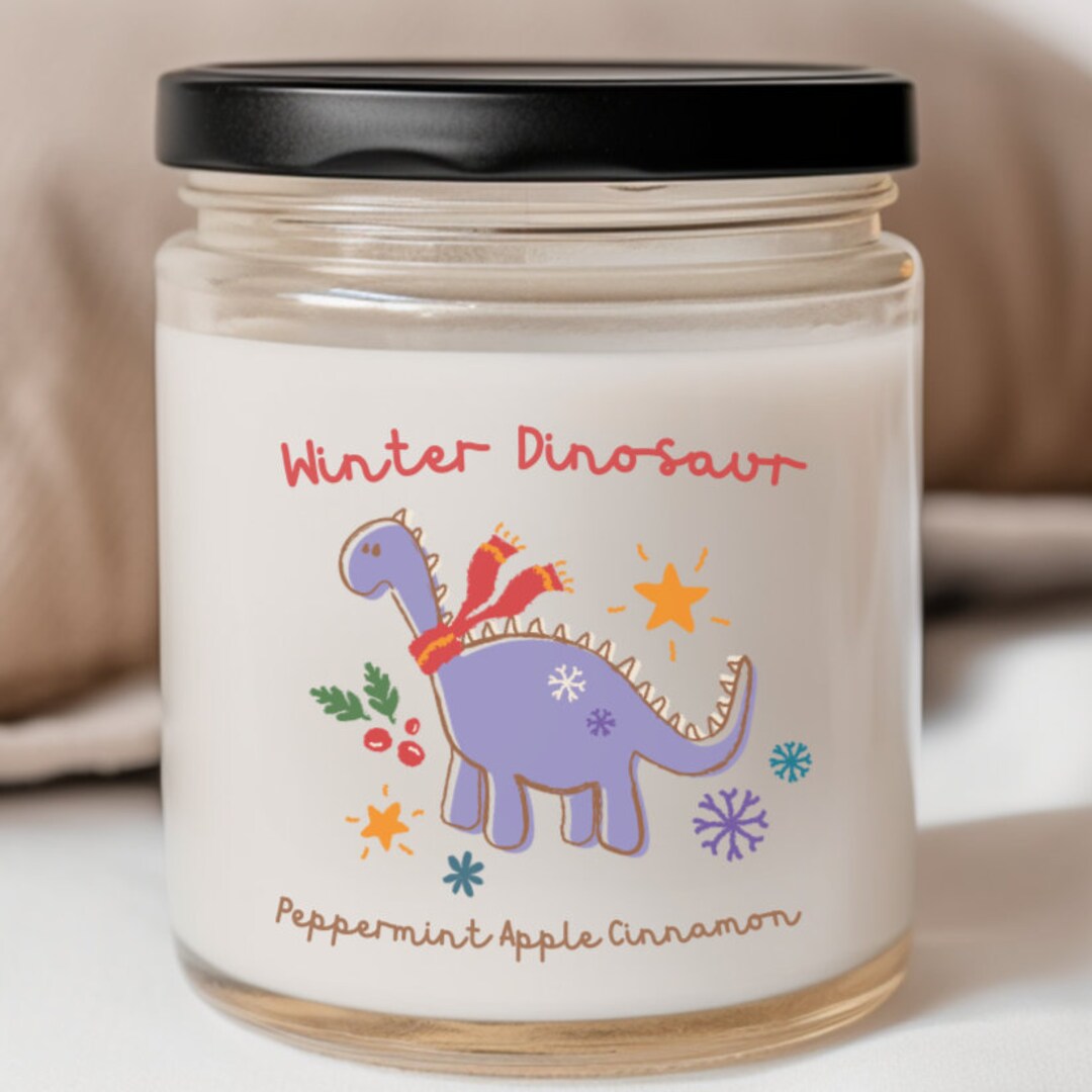 Winter Friends Collection: Dinosaur Organic Soy Wax Candle (peppermint ...