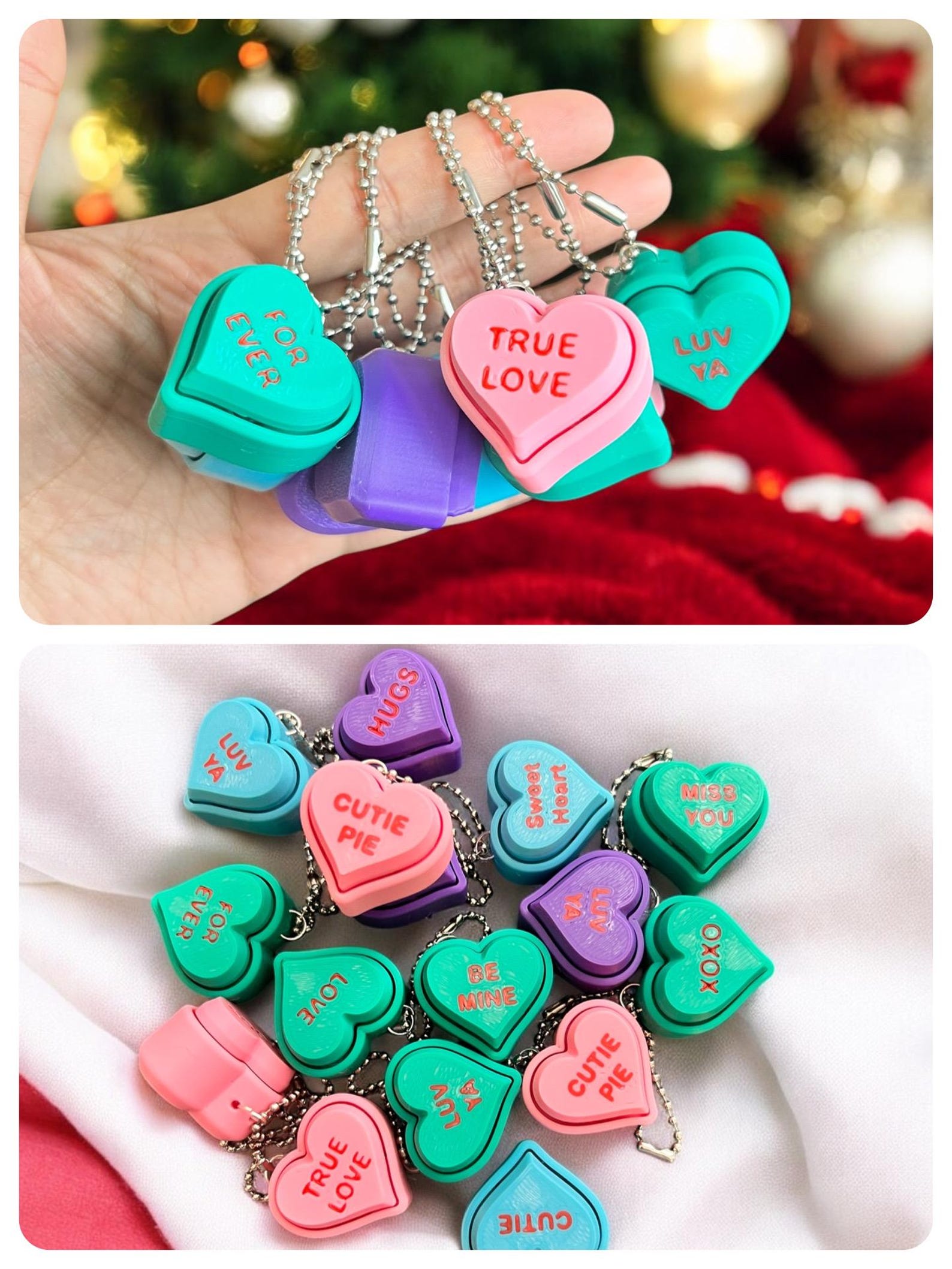 12x Heart Fidget Clicker Keychain Bulk Wholesale Filler Valentines Kids ...