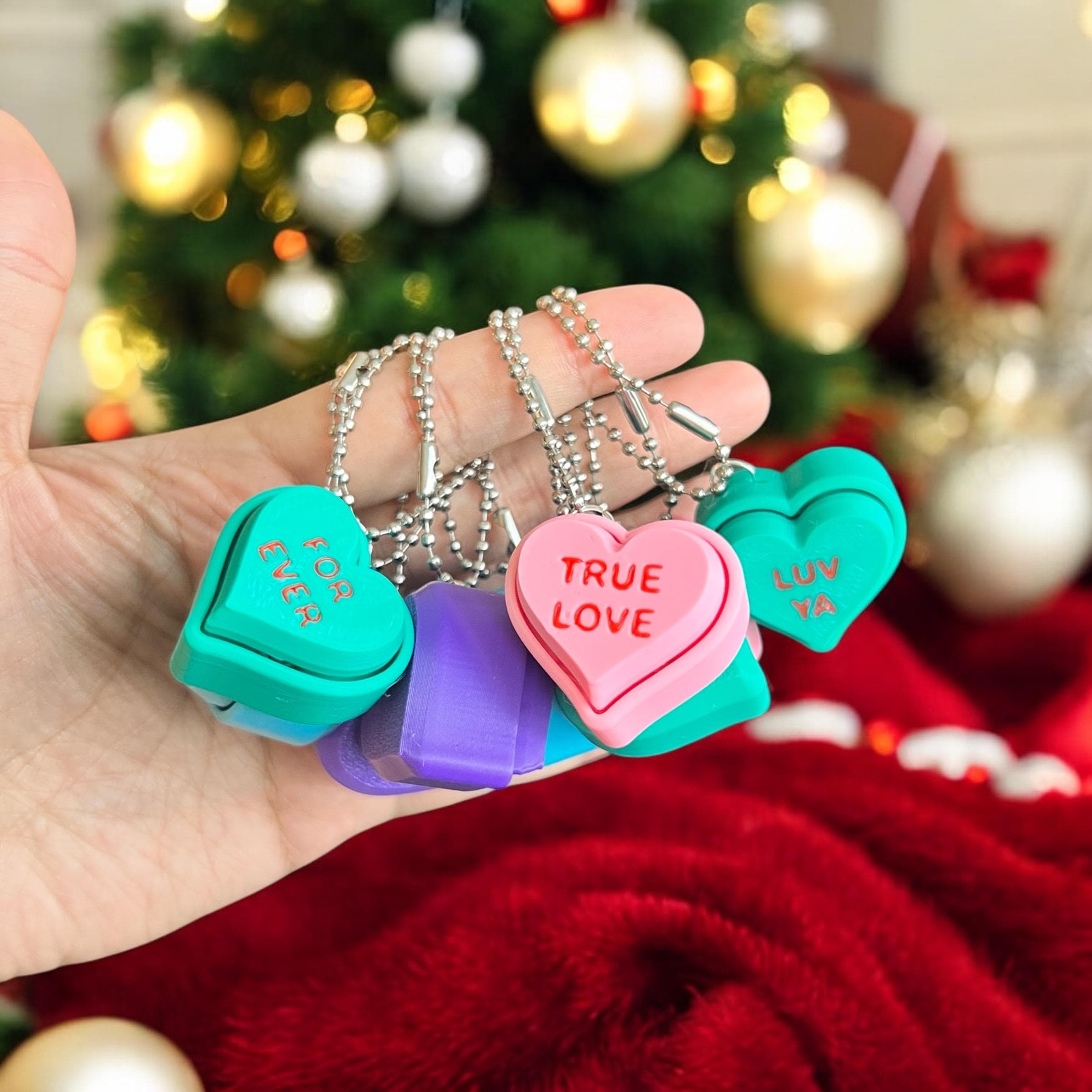 12x Heart Fidget Clicker Keychain Bulk Wholesale Filler Valentines Kids ...