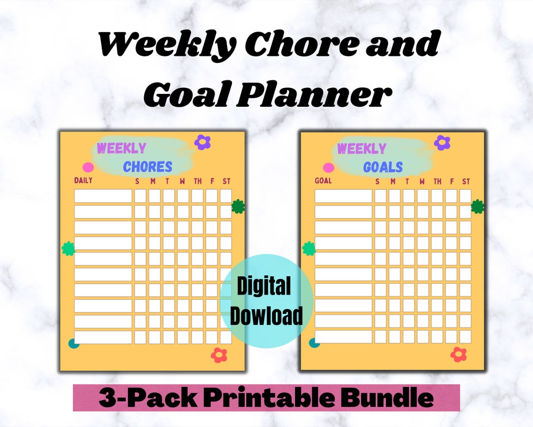 Printable Weekly Chores and Goals Checklist | Self Planner With ...