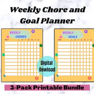 Printable Weekly Chores and Goals Checklist | Self Planner With ...