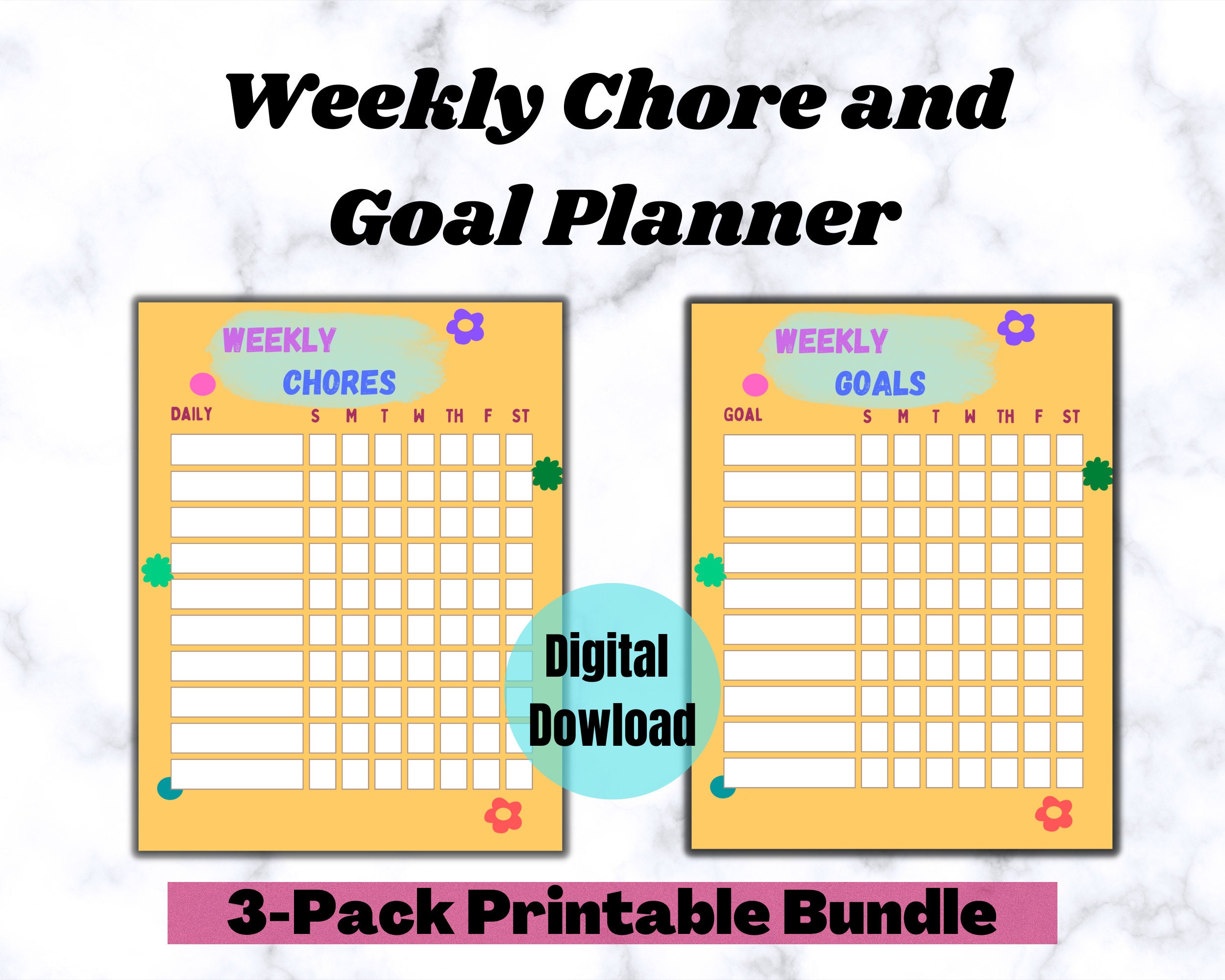 Printable Weekly Chores and Goals Checklist Self Planner - Etsy
