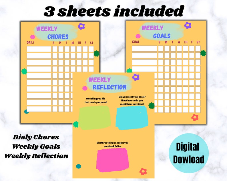 Printable Weekly Chores and Goals Checklist | Self Planner With ...