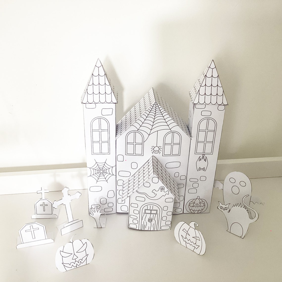 Halloween Paper House Template Printable, Haunted Paper House ...