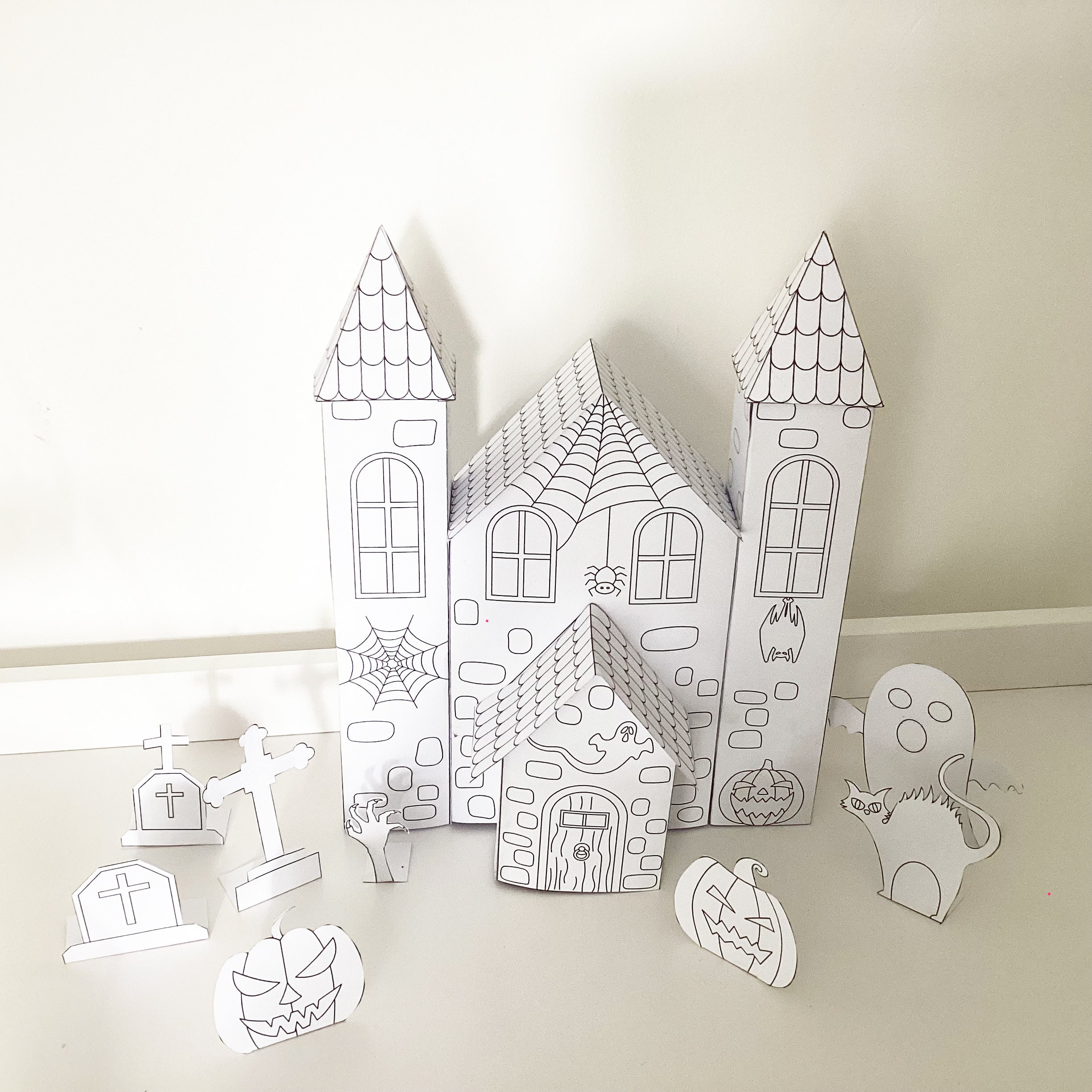 Halloween Paper House Template Printable, Haunted Paper House ...