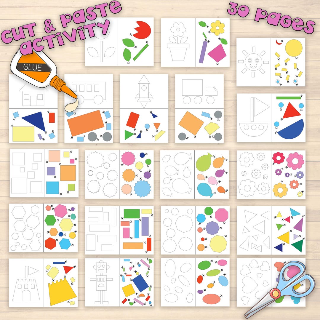 Montessori Cut and Paste Preschool Activities, Paper Kids Craft ...