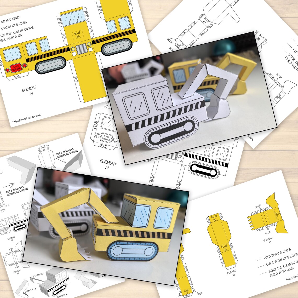 Excavator Template Printable Craft Sheets, Excavator Paper 3D Activity ...