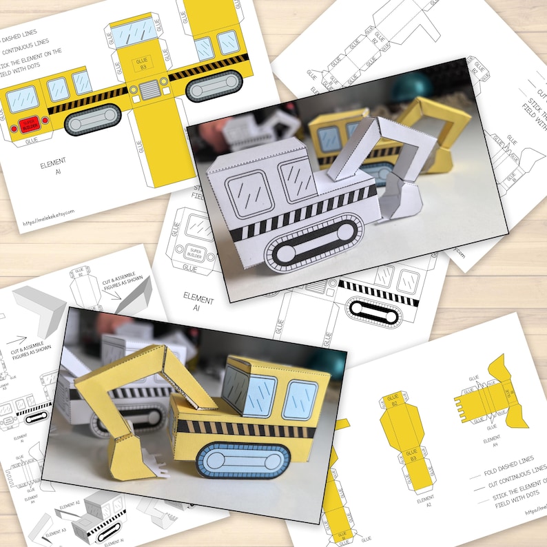 Excavator Template Printable Craft Sheets, Excavator Paper 3D Activity ...