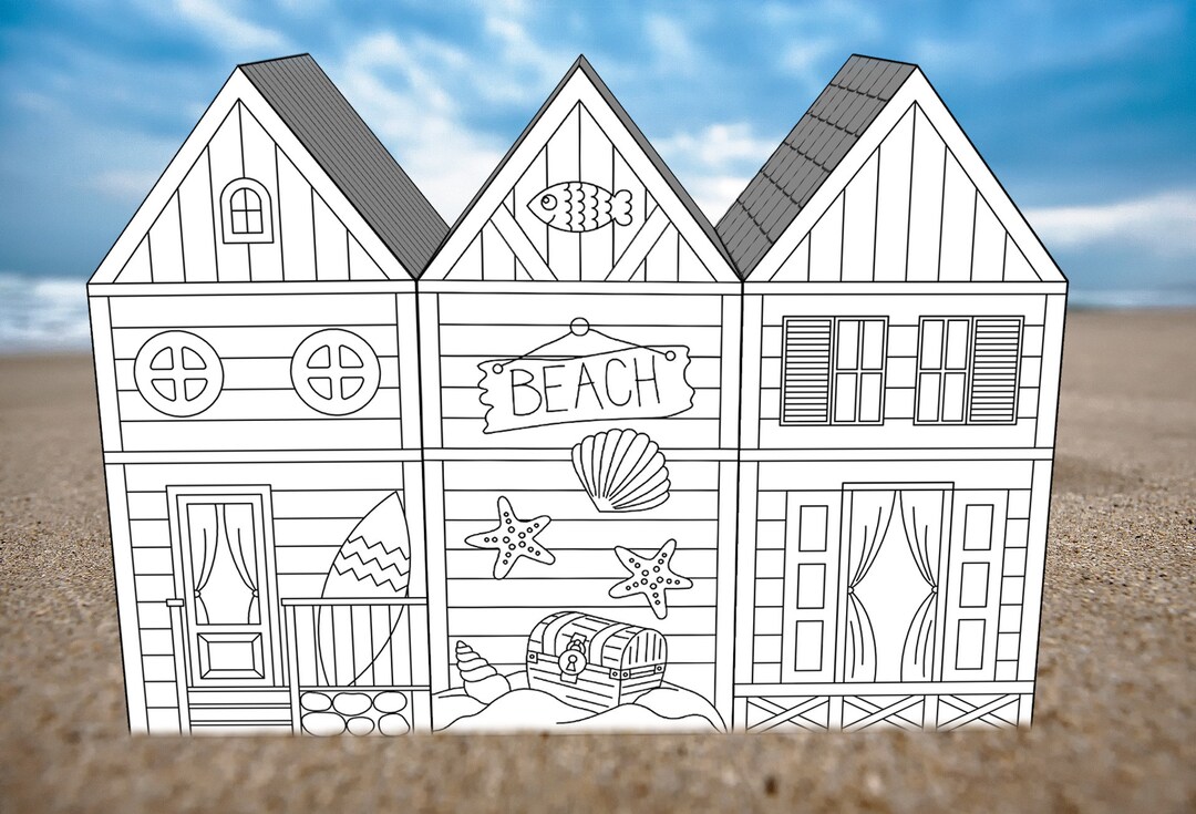 Paper Beach Houses Template Printable Craft, Activity Sheets, Paper ...