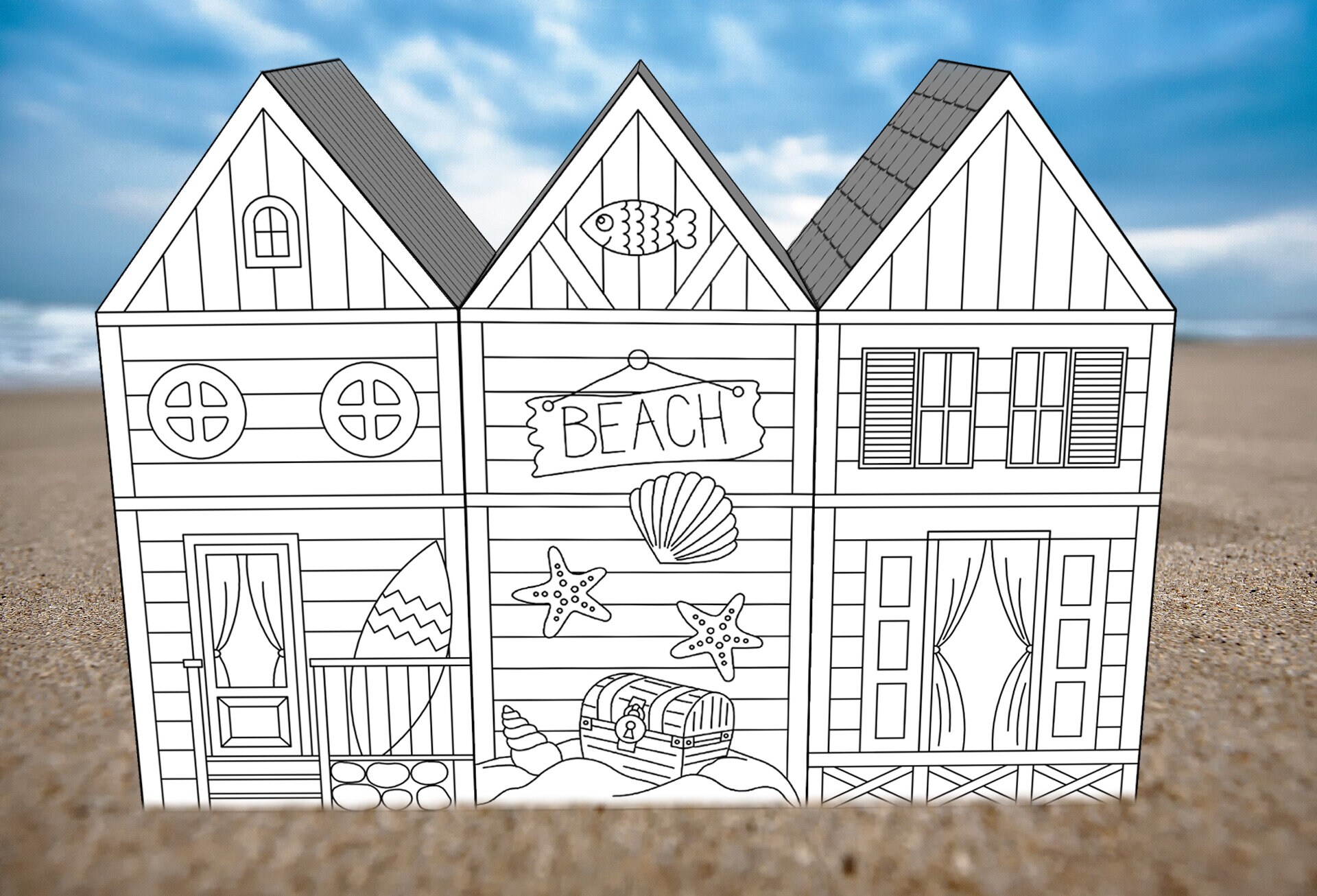 Paper Beach Houses Template Printable Craft, Activity Sheets, Paper ...