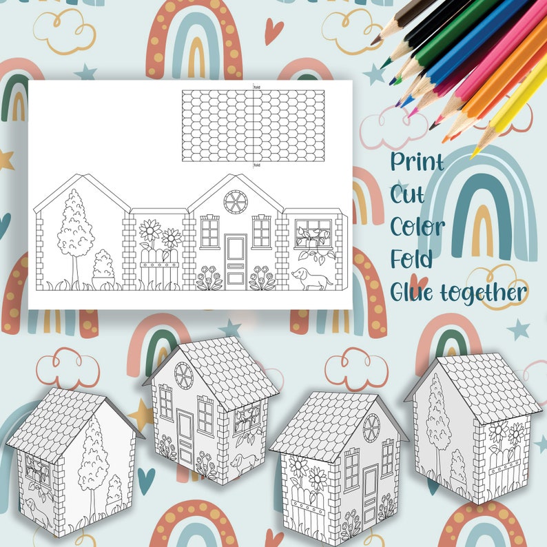Paper Houses Template Printable Craft Sheets, Activity Sheets, Paper ...
