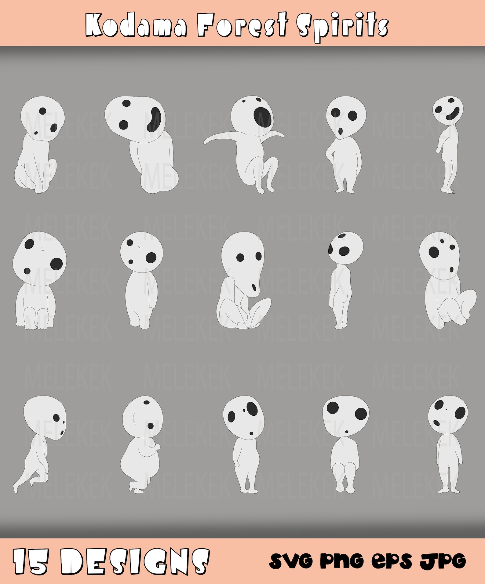 Kodama Forest Spirits Princess Mononoke SVG EPS PNG, Anime Svg, Kodama ...