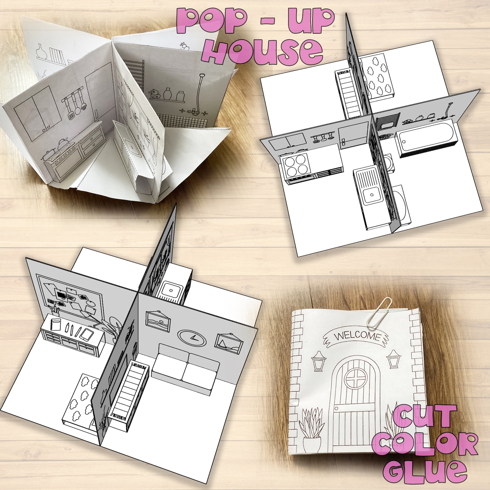 Pop-up Paper House Template Printable Craft Sheets, Activity Sheets ...