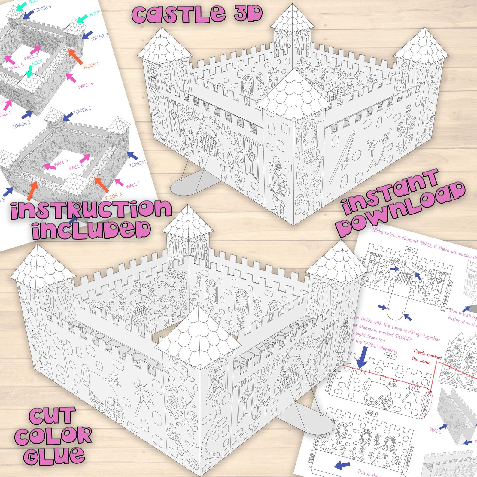 Paper CASTLE 3D Printable, Printable Paper Castle for Action Figures ...