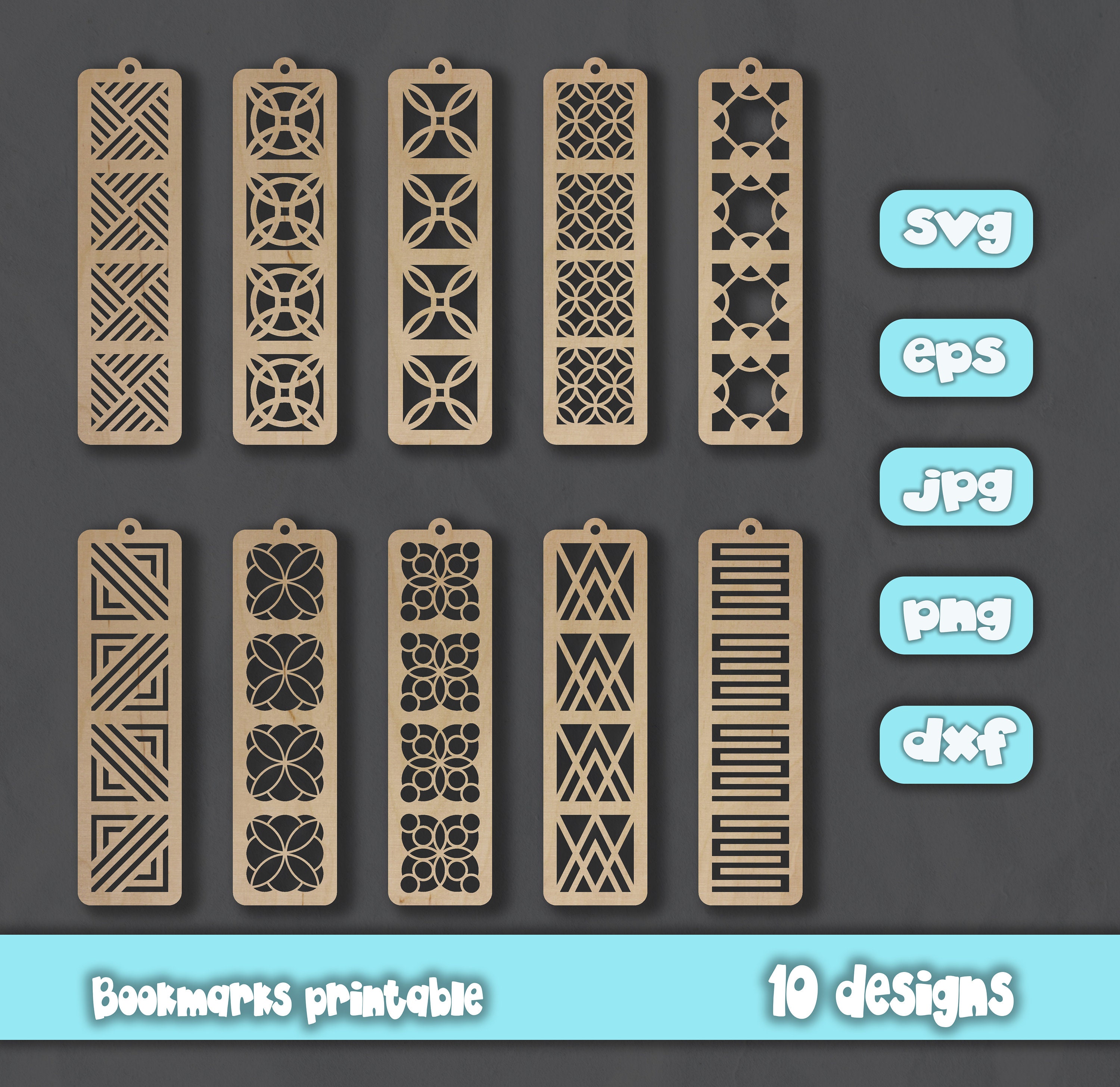 Bookmarks SVG EPS PNG Dxf, Bookmark Laser Cut File Vector, Bookmark ...