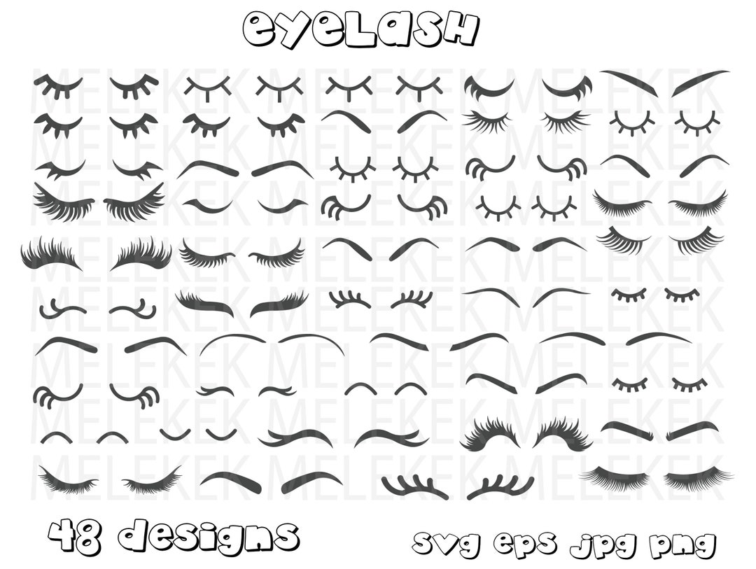 Eyelash Set SVG PNG EPS, Eye Svg, Eyelash Digital Clip Art, Lashes File ...