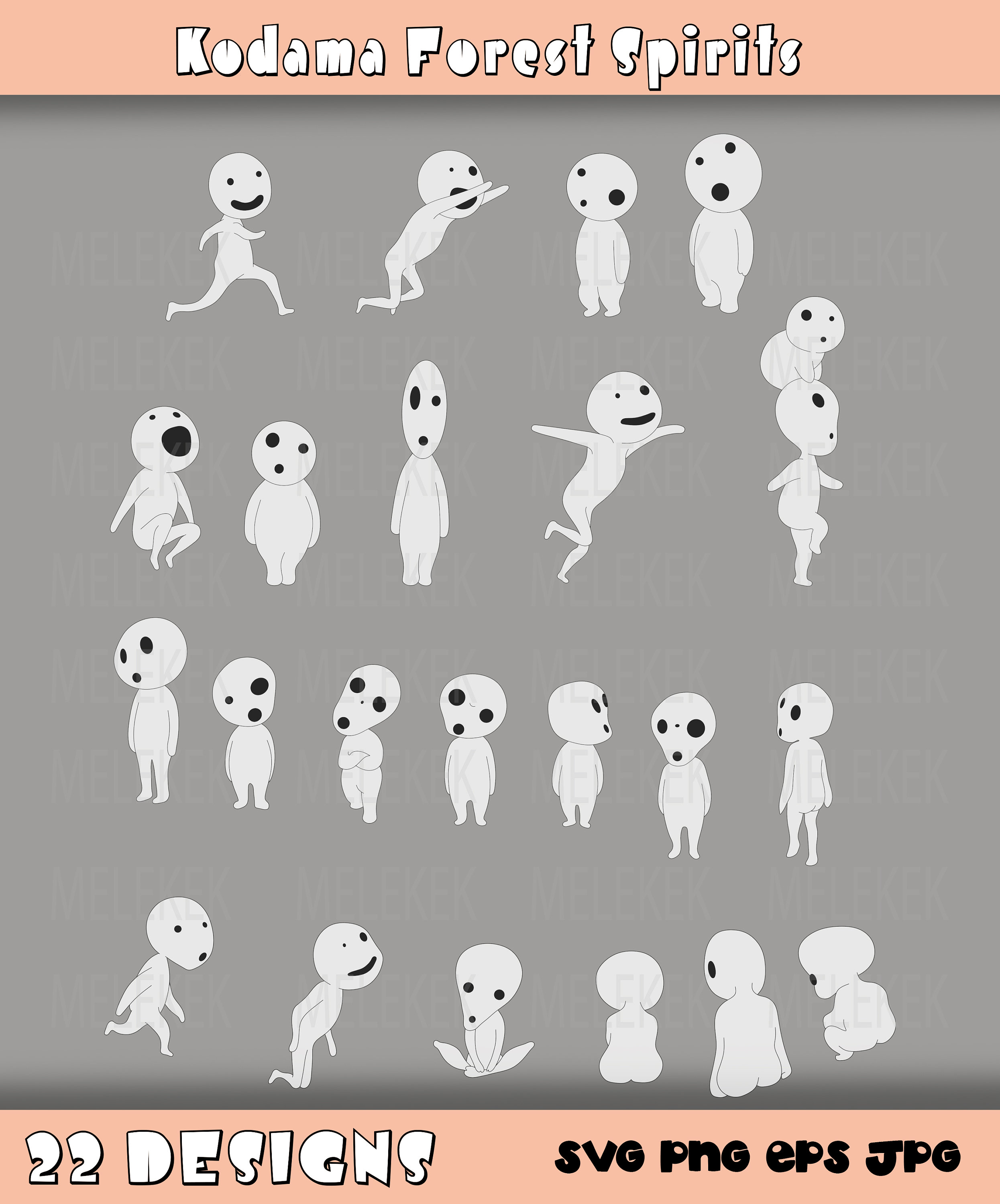 Kodama Forest Spirits Princess Mononoke SVG EPS PNG, Anime Svg, Kodama ...