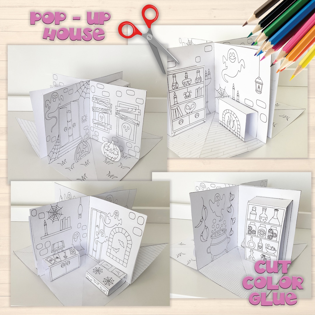 Haunted Halloween Witch Pop-up Paper House Book, Haunted House to Print ...