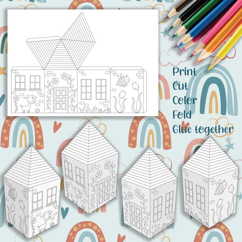 Paper Houses Template Printable Craft Sheets, Activity Sheets, Paper ...