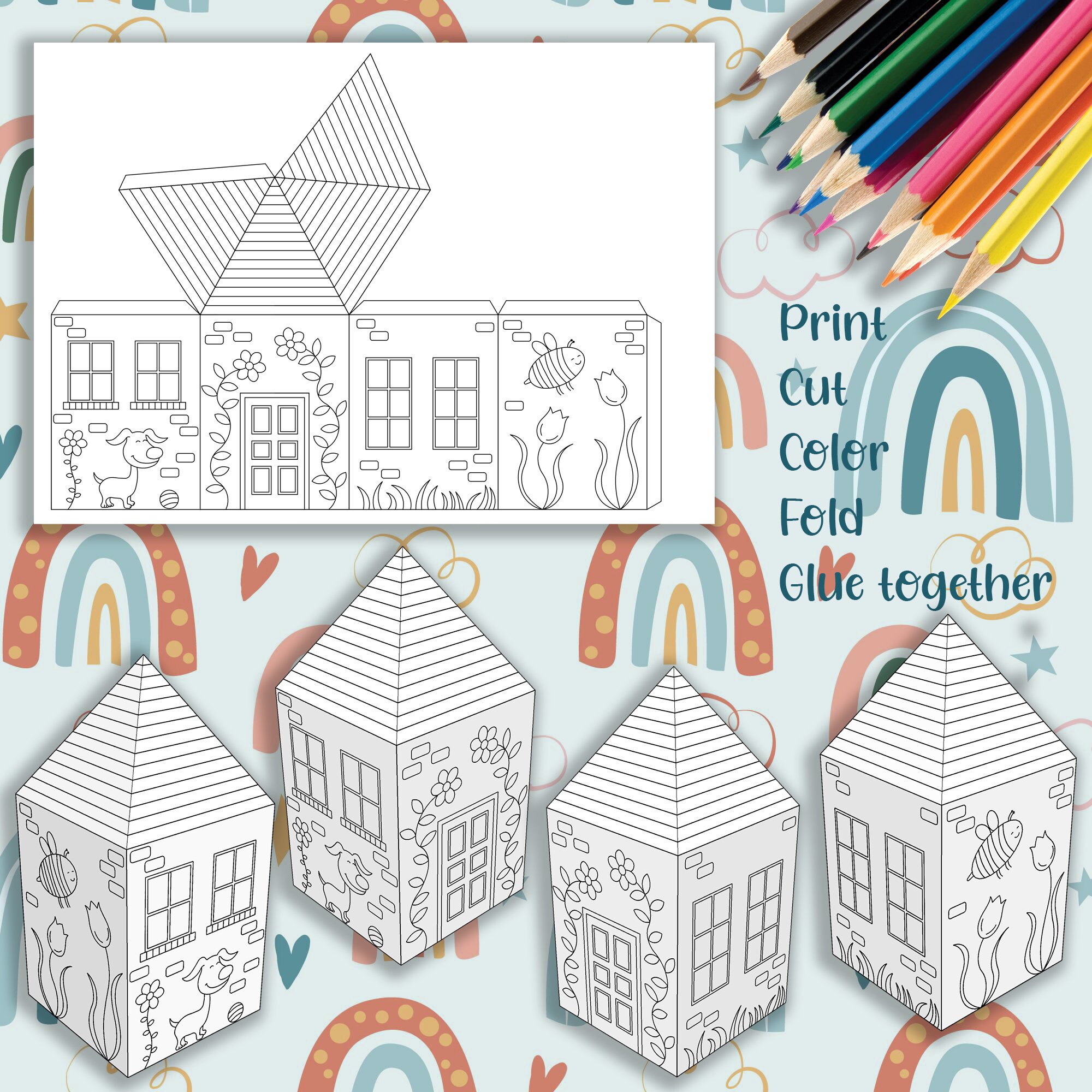 Paper Houses Template Printable Craft Sheets, Activity Sheets, Paper ...
