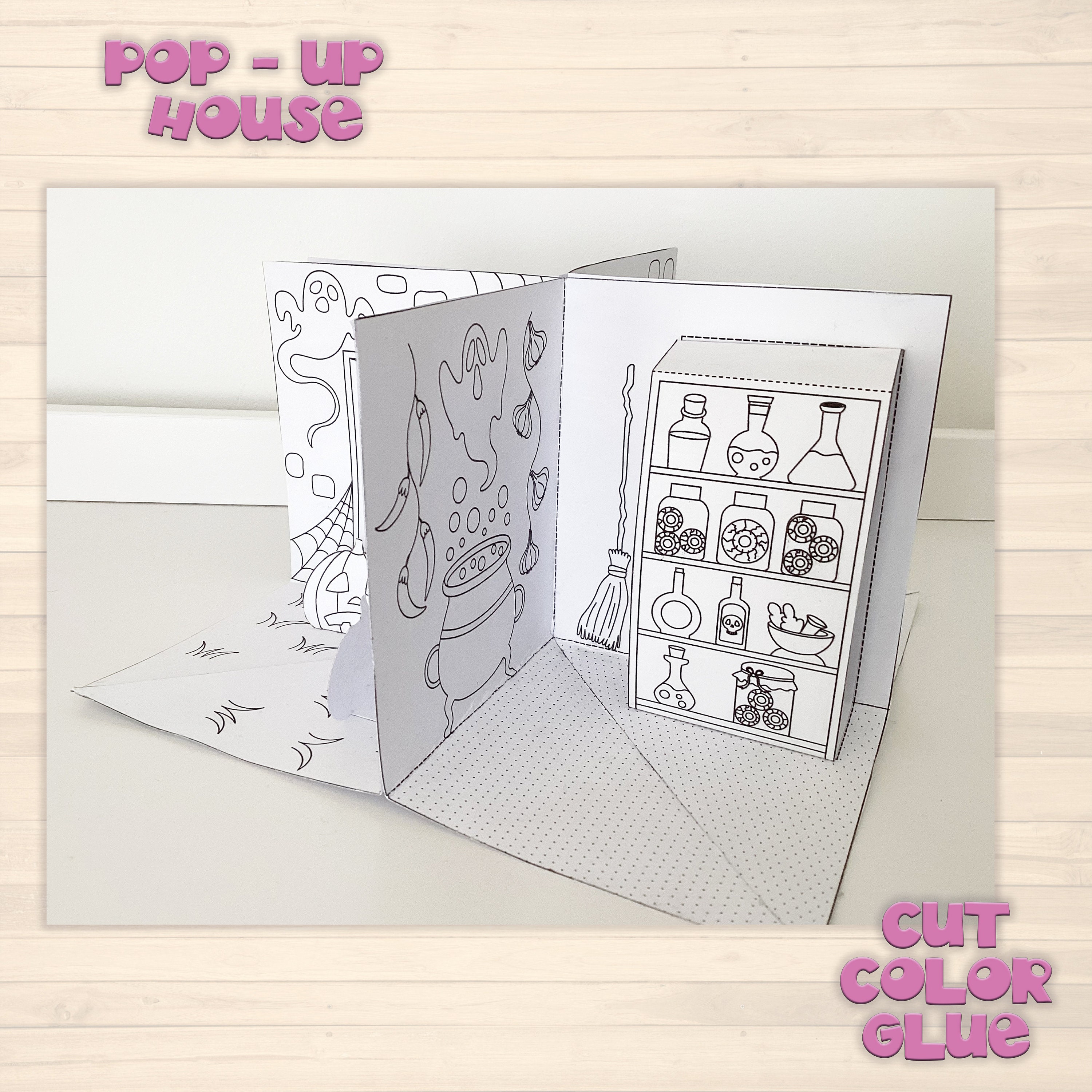 Haunted Halloween Witch Pop-up Paper House Book, Haunted House to Print ...
