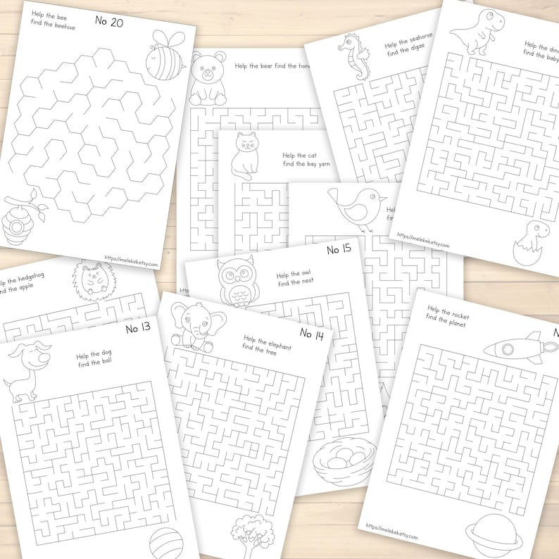 20 Printable Mazes With Solution Pages, Kids Fun Maze Activity ...