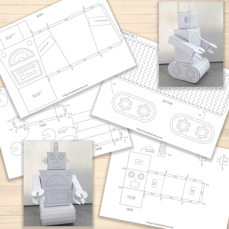 Plantillas de robots, hojas de manualidades imprimibles, hojas de ...