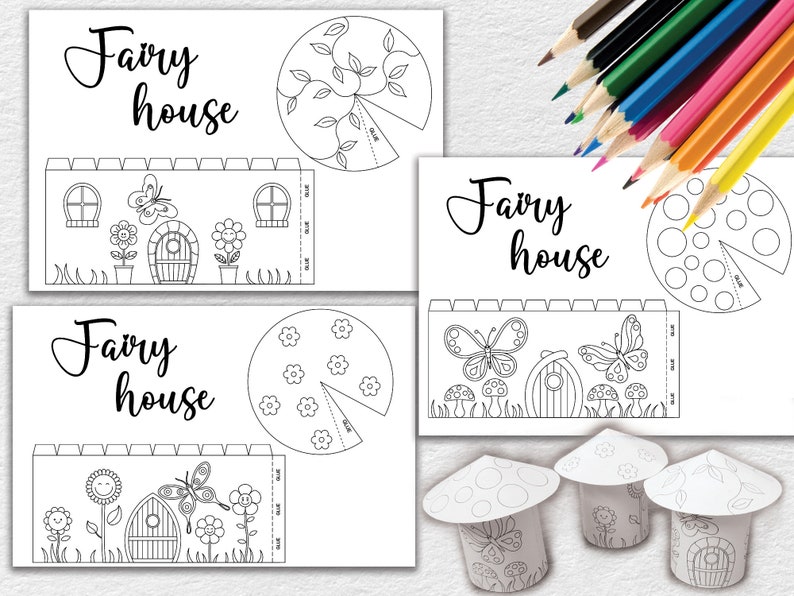Fairy Paper Houses Template Printable Craft Sheets, Activity Sheets, Paper Craft Kit, Cut Color ...