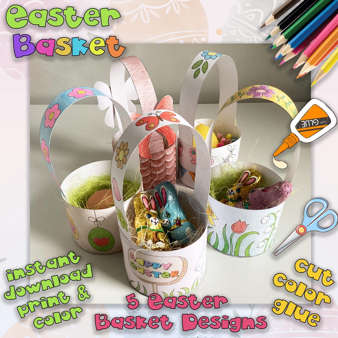 Easter Baskets Template Printable Craft Sheets, Activity Sheets, Paper ...