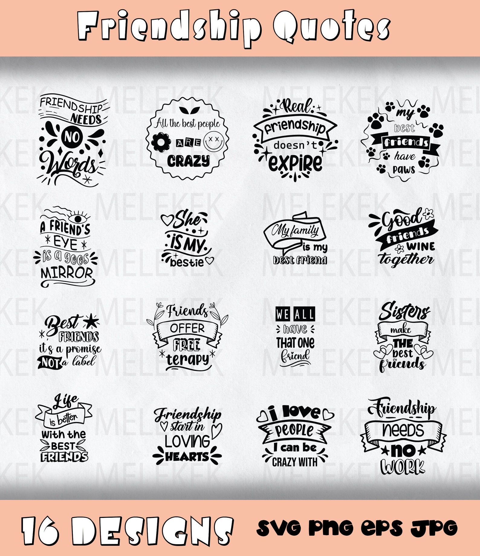 Friendship Quotes SVG PNG EPS Cut File for Cricut, Design Friendship ...