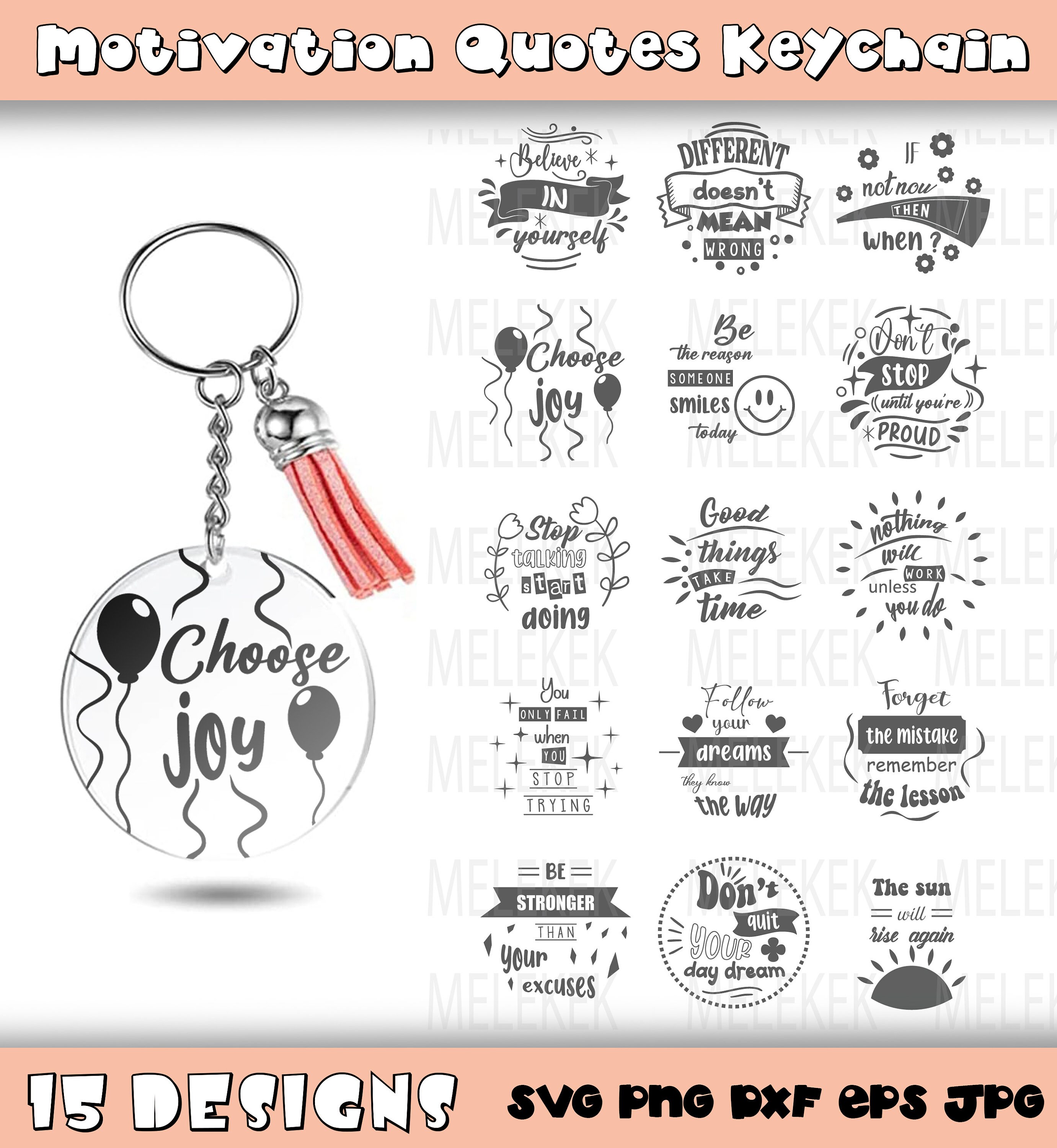 Motivation Quotes Keychain SVG PNG EPS Cut File for Cricut Svg Design ...