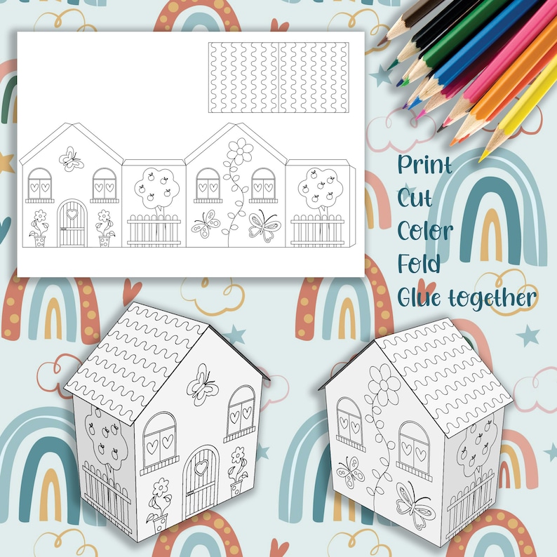 Paper Houses Template Printable Craft Sheets, Activity Sheets, Paper ...