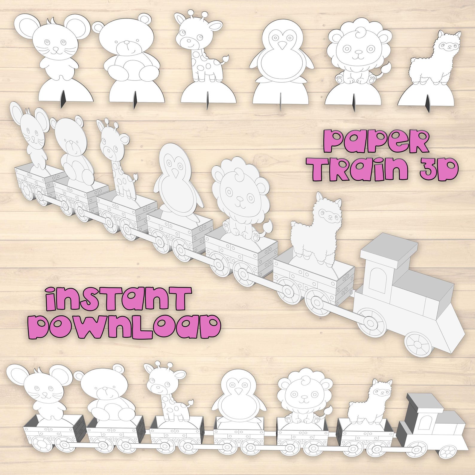 Train, Animals Template Printable Craft Sheets, Activity Sheets, Paper ...