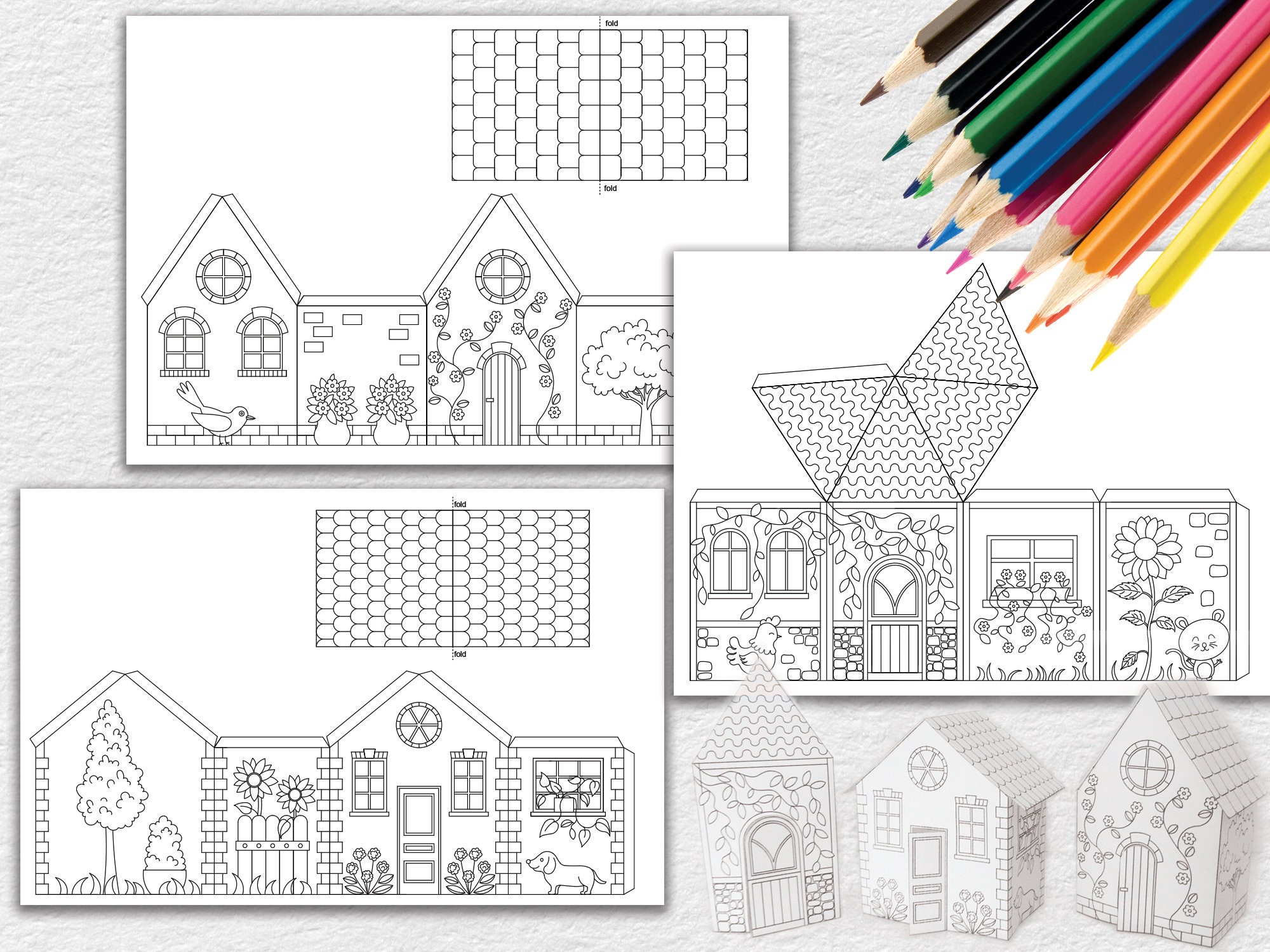 Paper Houses Template Printable Craft Sheets, Activity Sheets, Paper ...