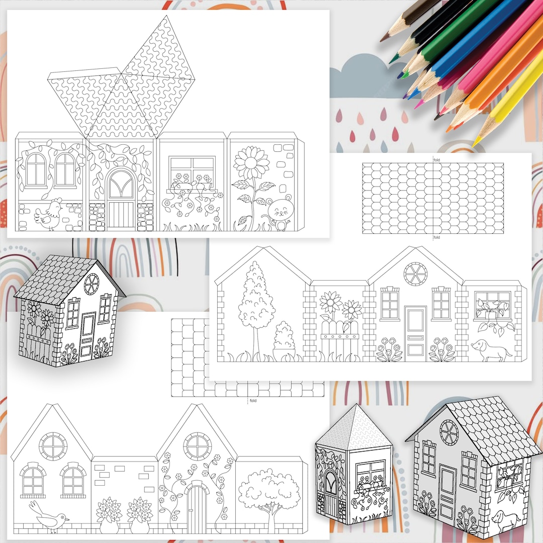 Paper Houses Template Printable Craft Sheets, Activity Sheets, Paper ...