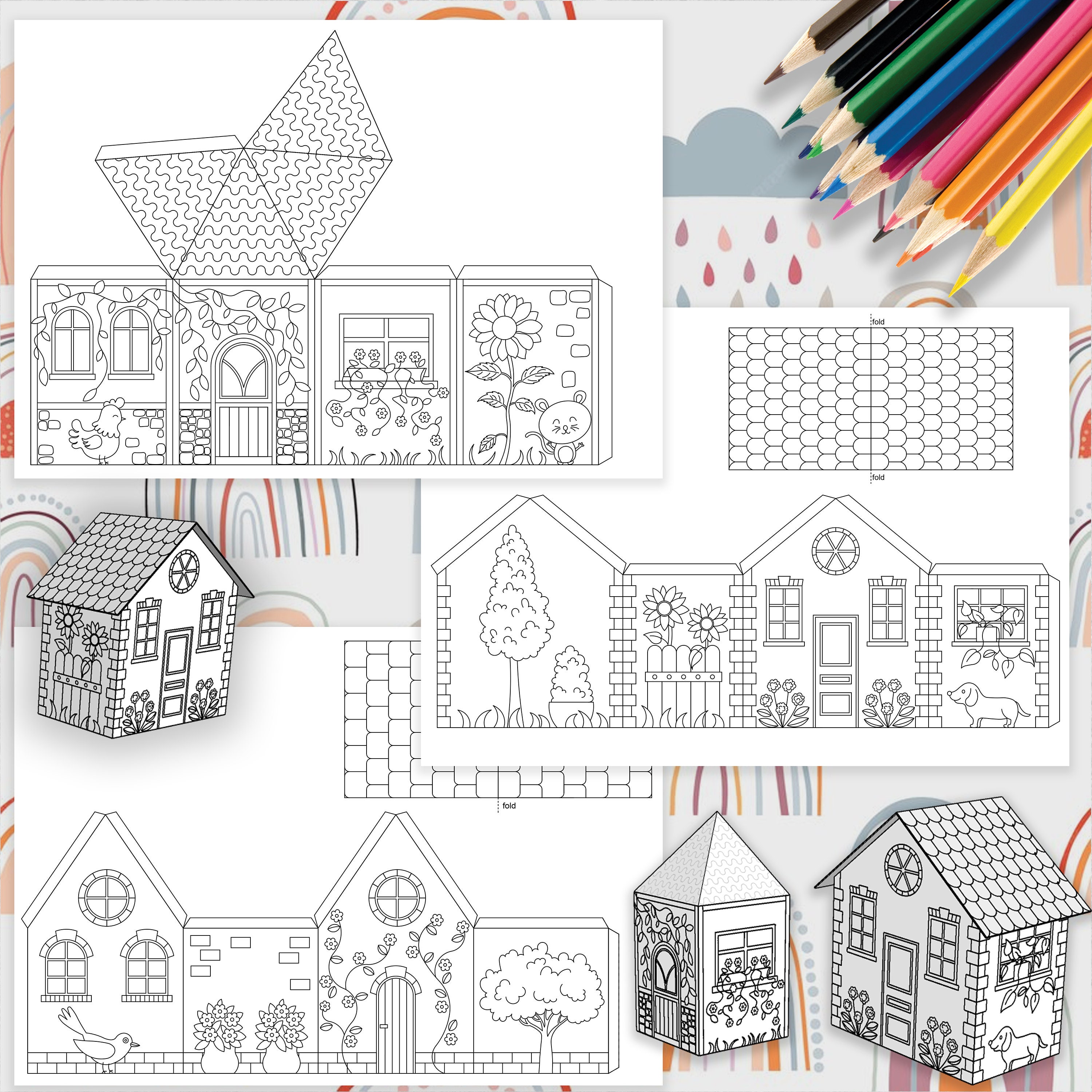 Paper Houses Template Printable Craft Sheets, Activity Sheets, Paper ...