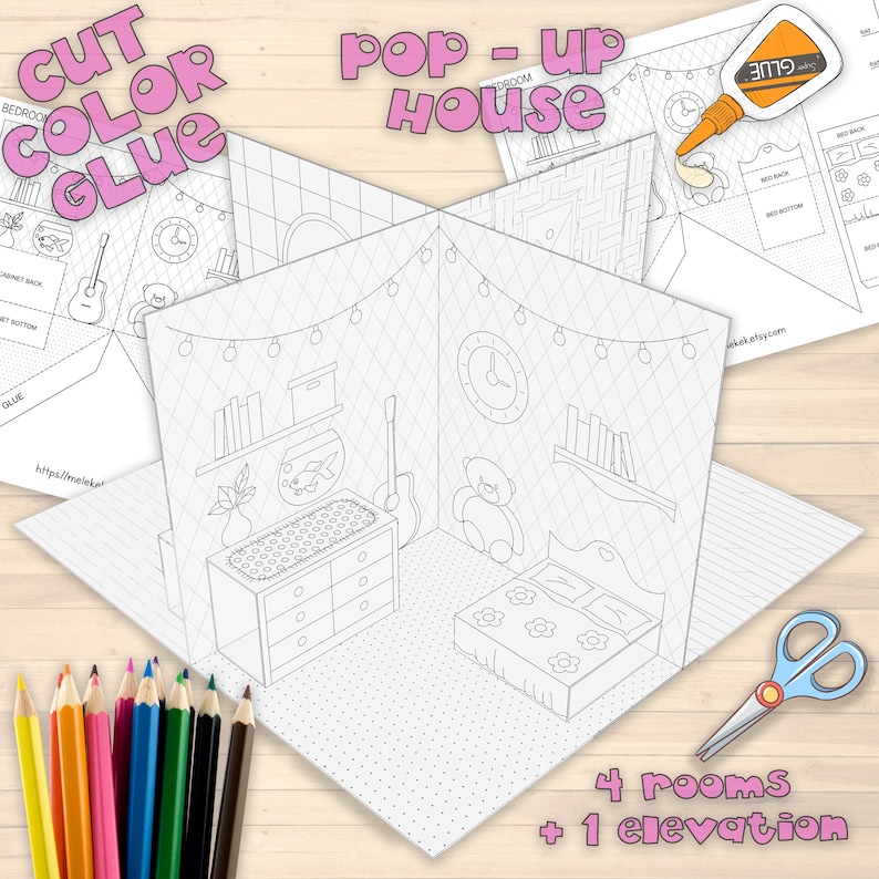 Pop-up Paper House Template Printable Craft Sheets, Activity Sheets ...