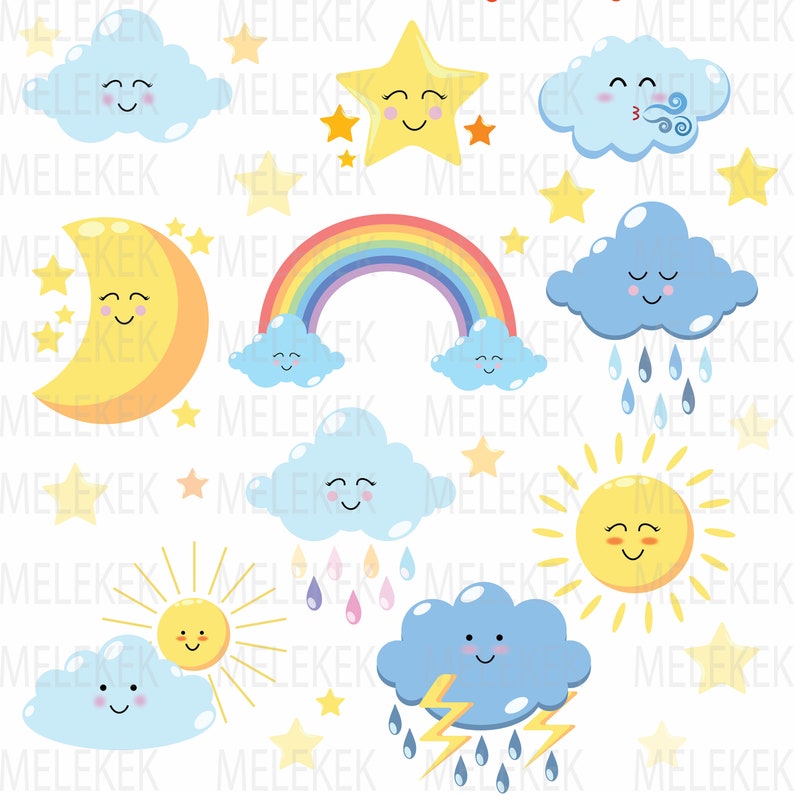 Weather Set Ready for Print PNG SVG JPG Eps I Weather Clipart I Weather ...