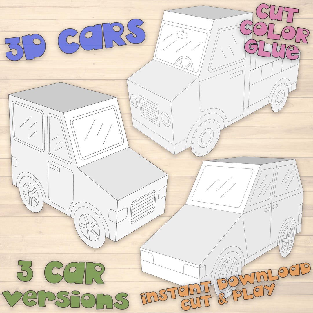 Car Template Printable Craft Sheets, Car Paper 3D Activity Sheets ...