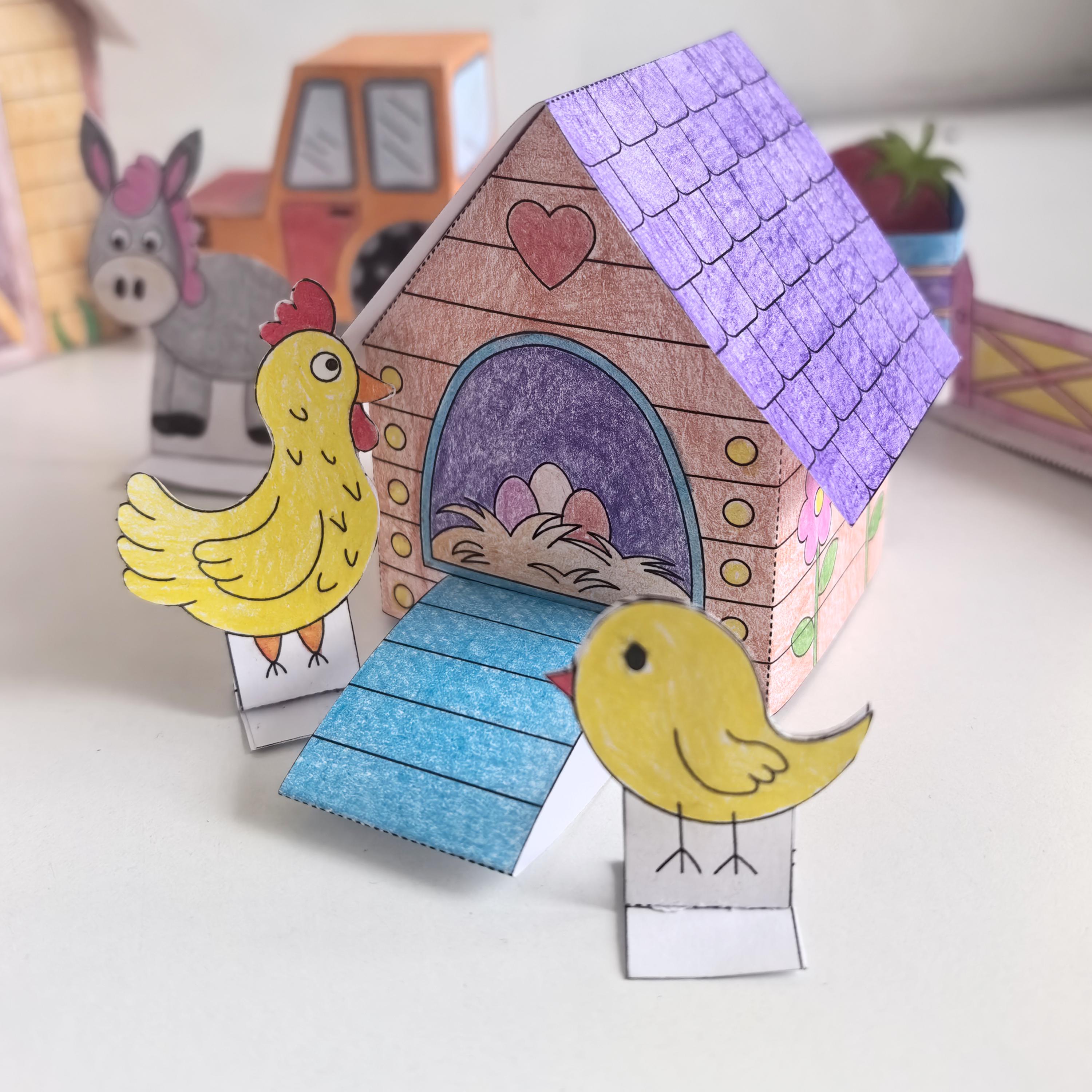 Farm 3d Paper Template Printable Craft Sheets, Farm Diorama, Activity ...