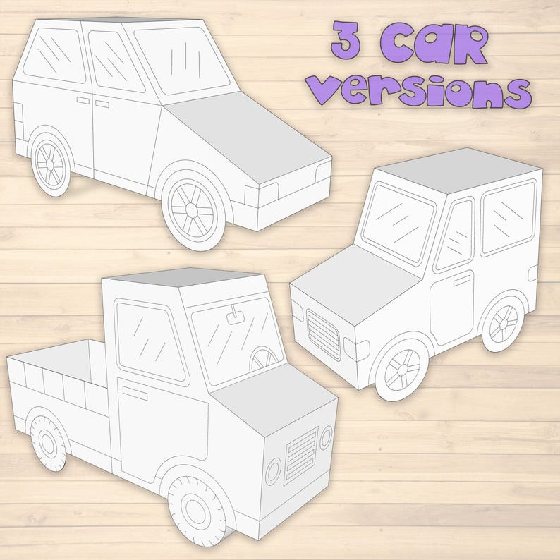Car Template Printable Craft Sheets, Car Paper 3D Activity Sheets ...