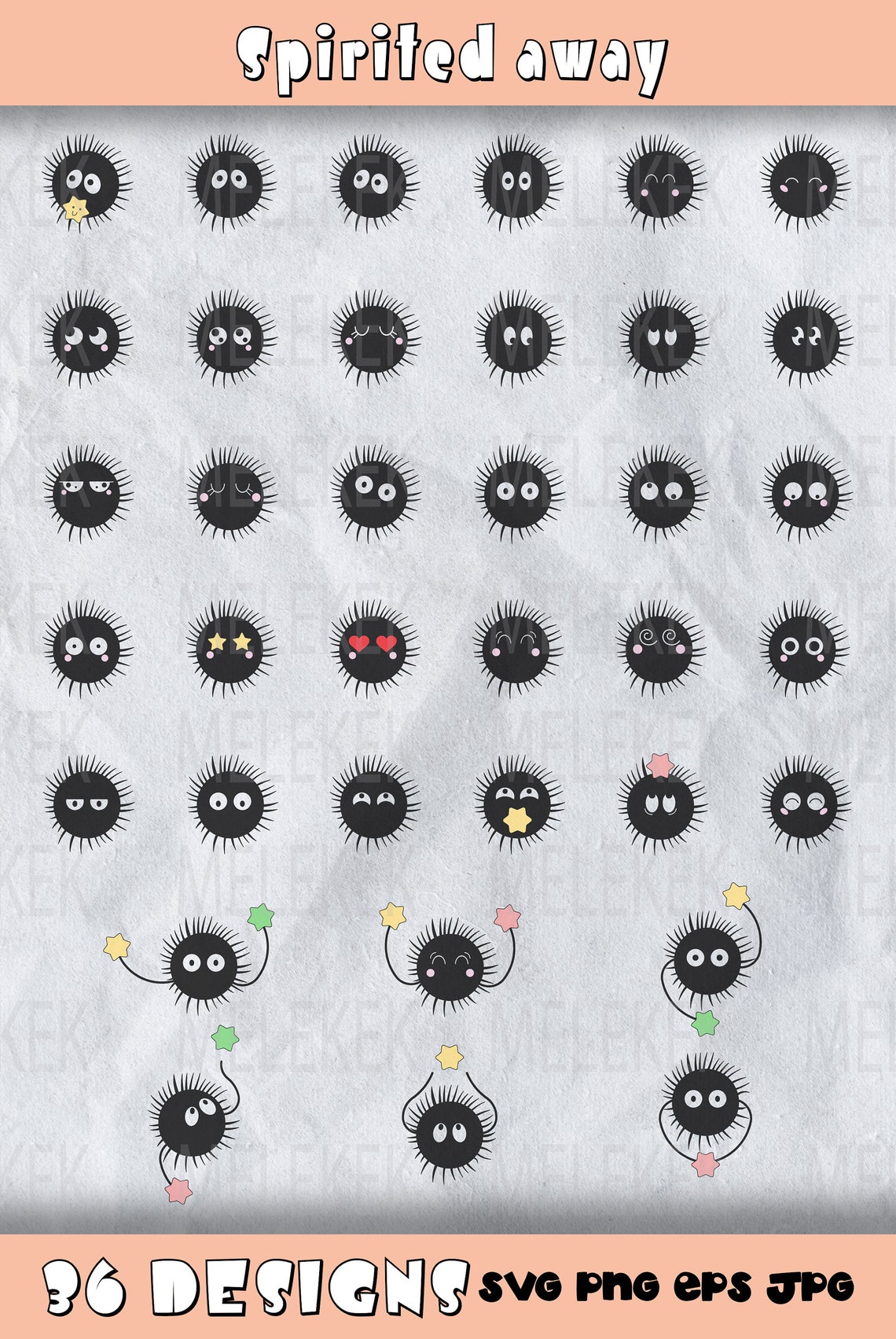 Soot Spirited Away SVG EPS PNG, Spirited Digital, Spirited Away Laser Cut, Soot Balls Ghibli ...