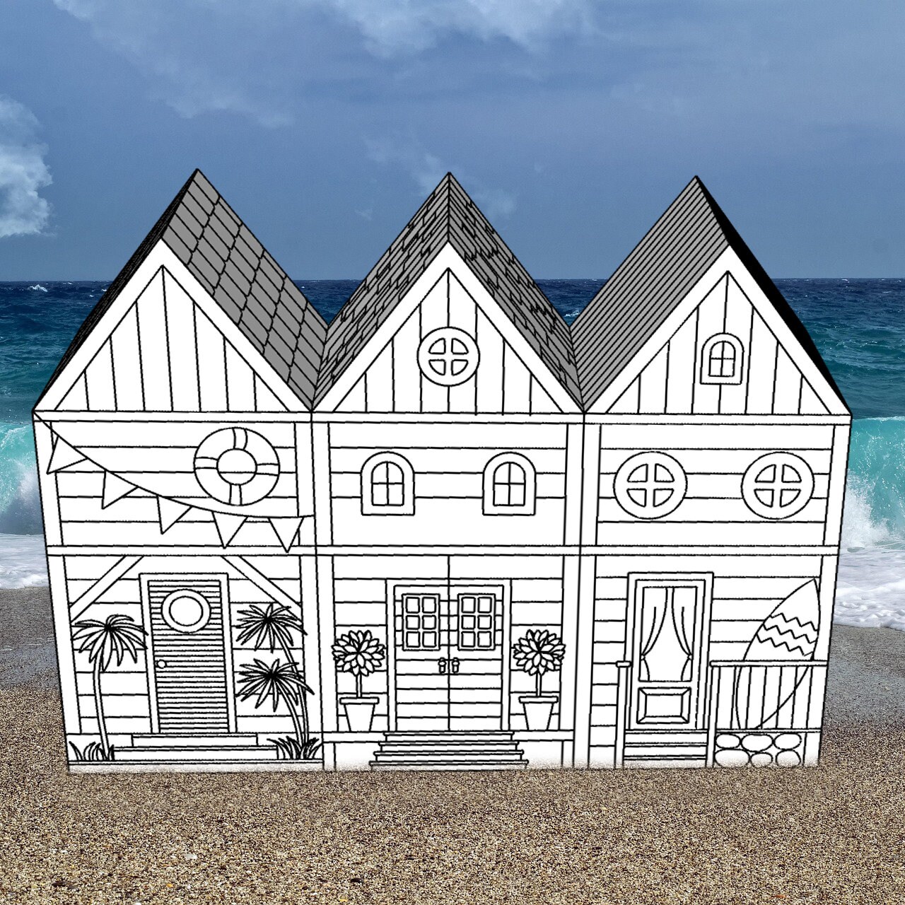 Paper Beach Houses Template Printable Craft, Activity Sheets, Paper ...